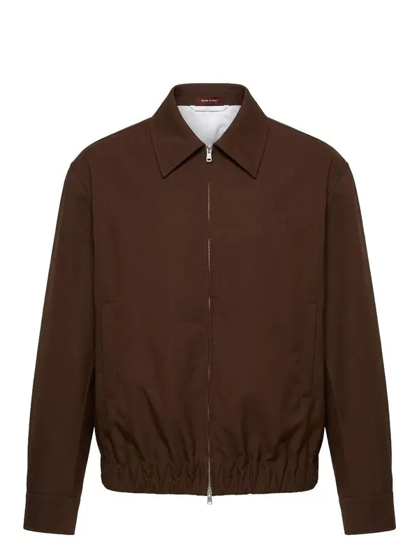 Gucci Embossed Twill Zip-up Jacket - Dark Brown