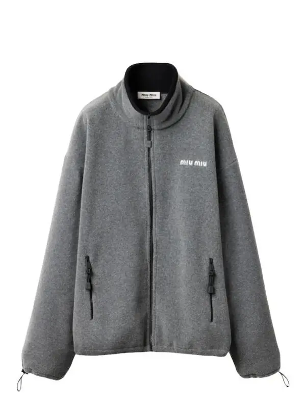 Miu Miu Oversized Zip-up High Neck Jacket - Grey