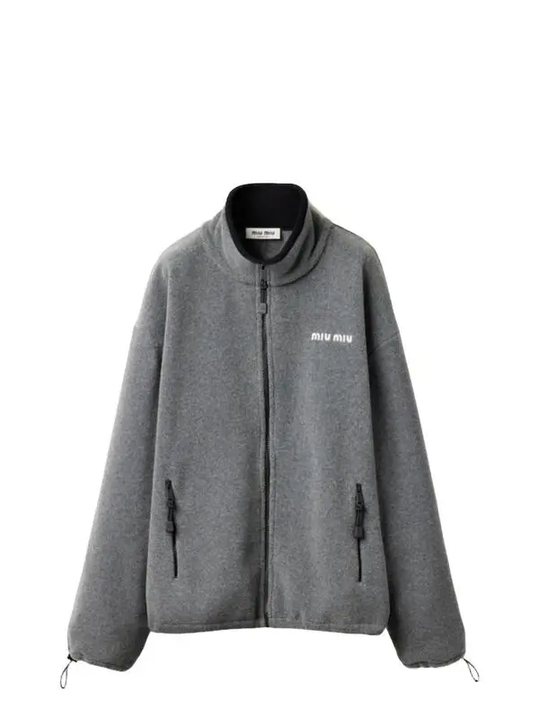 Miu Miu Oversized Zip-up High Neck Jacket - Grey
