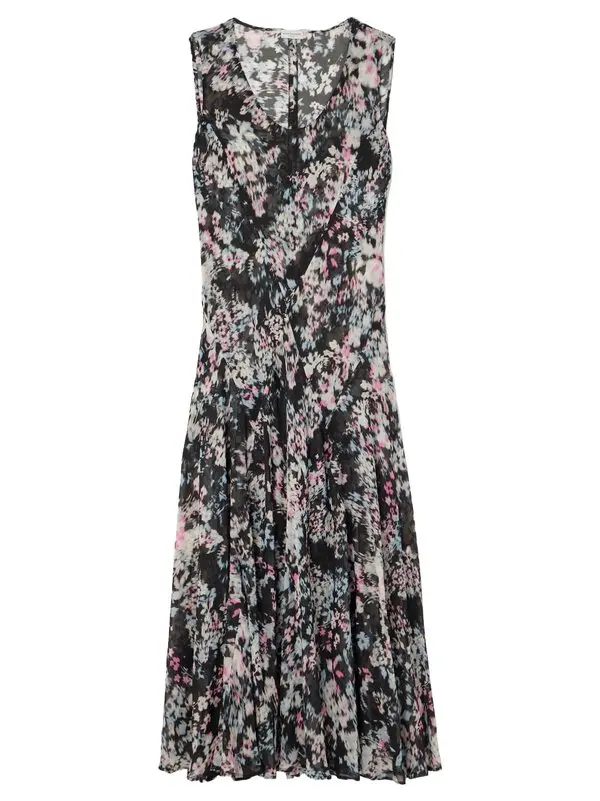 Dries Van Noten Sleeveless Floral Print Maxi Dress - Black