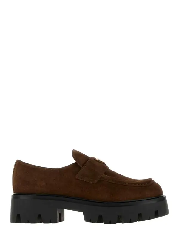 Prada Triangle-logo Slip-on Moccasins - Brown
