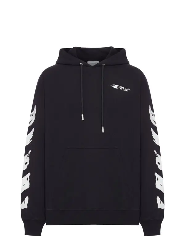Off-White Logo Printed Drawstring Hoodie - Black