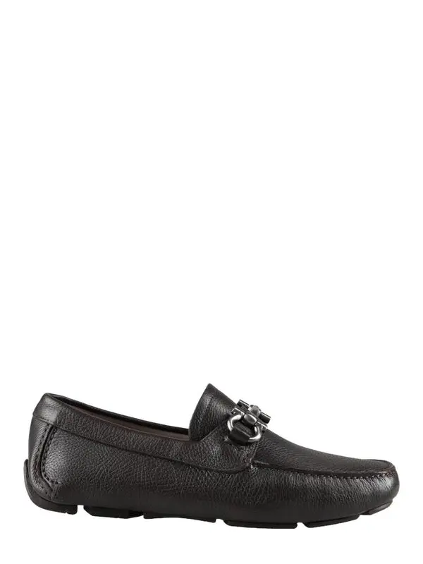 FERRAGAMO Gancini Logo Loafers - Black