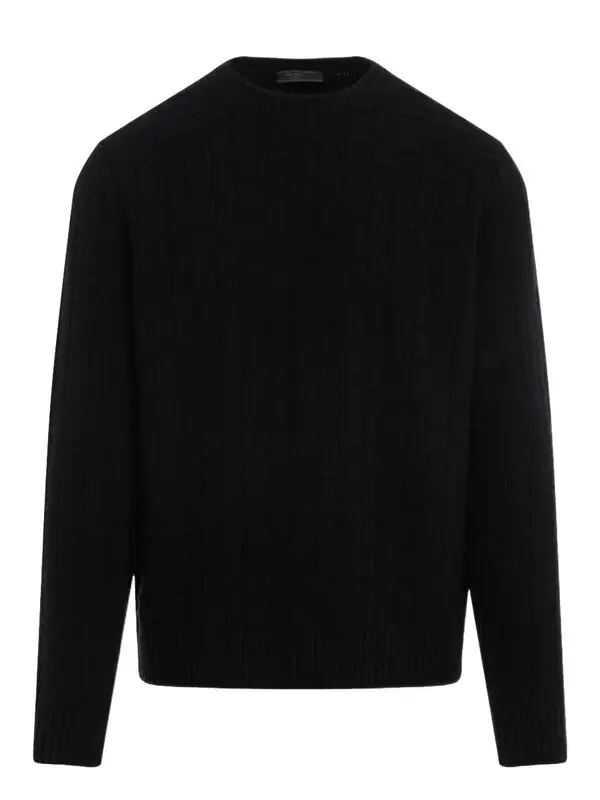 Prada Crewneck Knitted Jumper - Blue