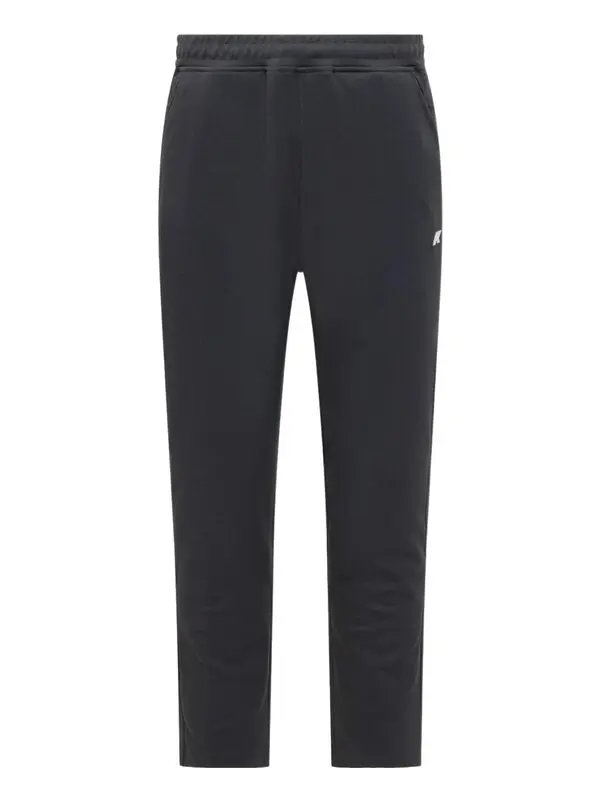 K-WAY Logo-embroidered Tapered Leg Track Pants - Black