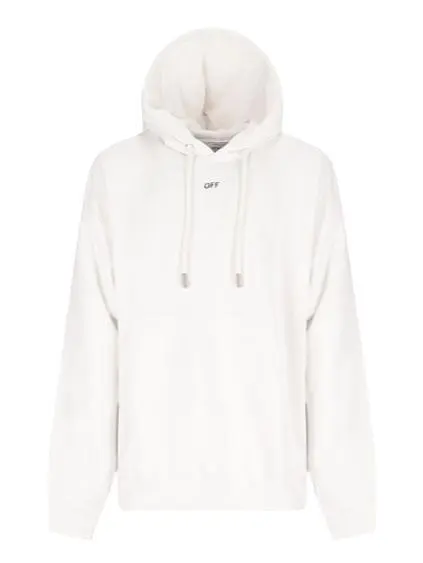 Off-White Graphic Print Drawstring Hoodie - White