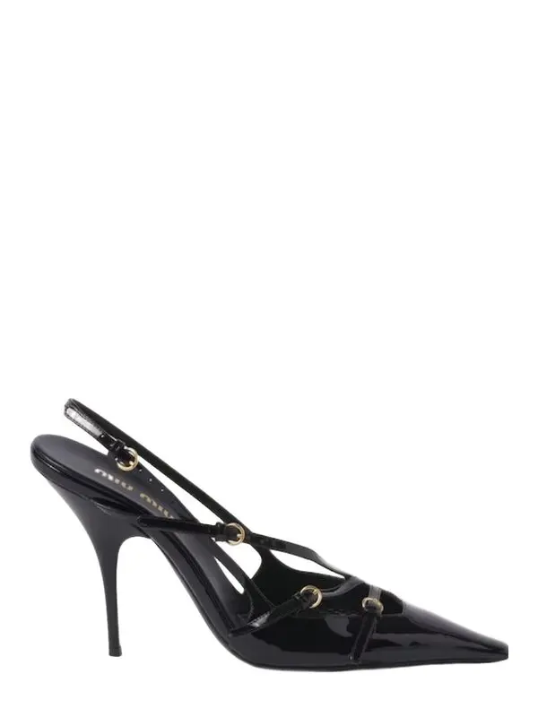 Miu Miu Patent Leather Slingbacks With Buckles - Black