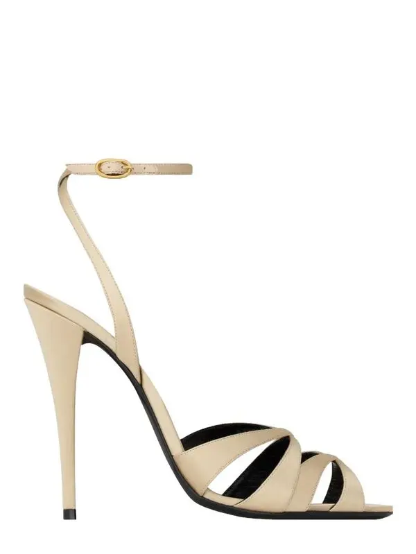 Saint Laurent Chandelle Sandals In Satin Crepe - Nude