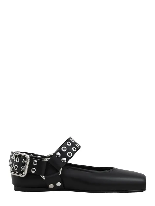 Alaïa Biker Ballet Flats With Double Tongue Buckles - Black