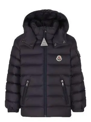 Moncler Hooded Padded Jacket With Logo Patch - Midnight Blue