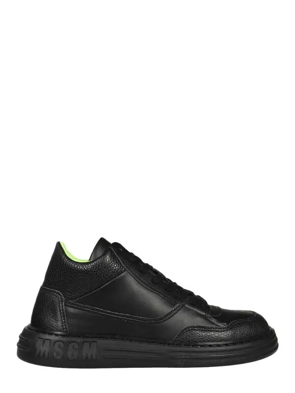 MSGM Round Toe Lace-up Sneakers - Black