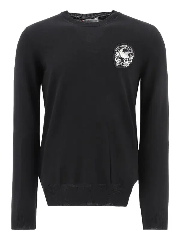 Alexander McQueen Skull Decal Knitted Sweater - Black