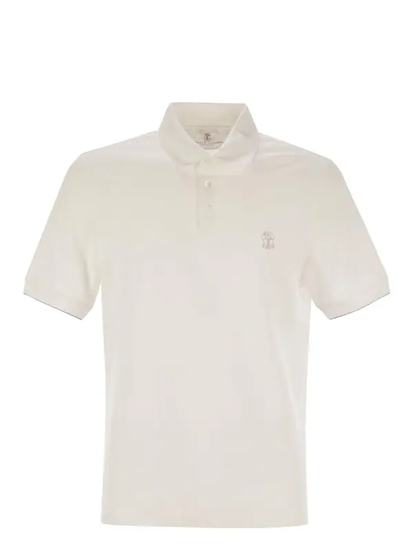 Brunello Cucinelli Logo Detailed Short-sleeved Polo Shirt - White