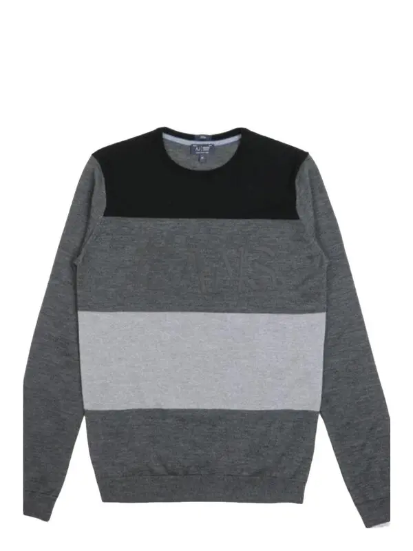 Emporio Armani Embossed Logo Crew Neck Sweater - Black