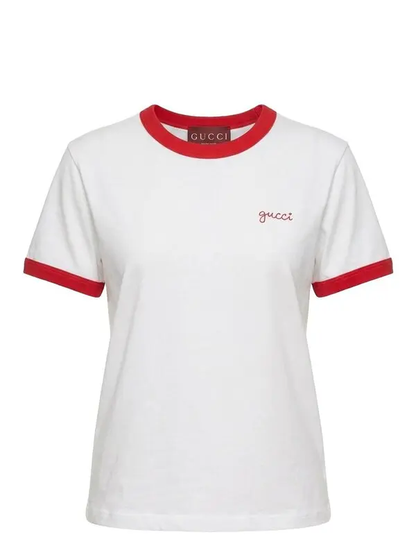 Gucci Embroidered Jersey T-shirt - White