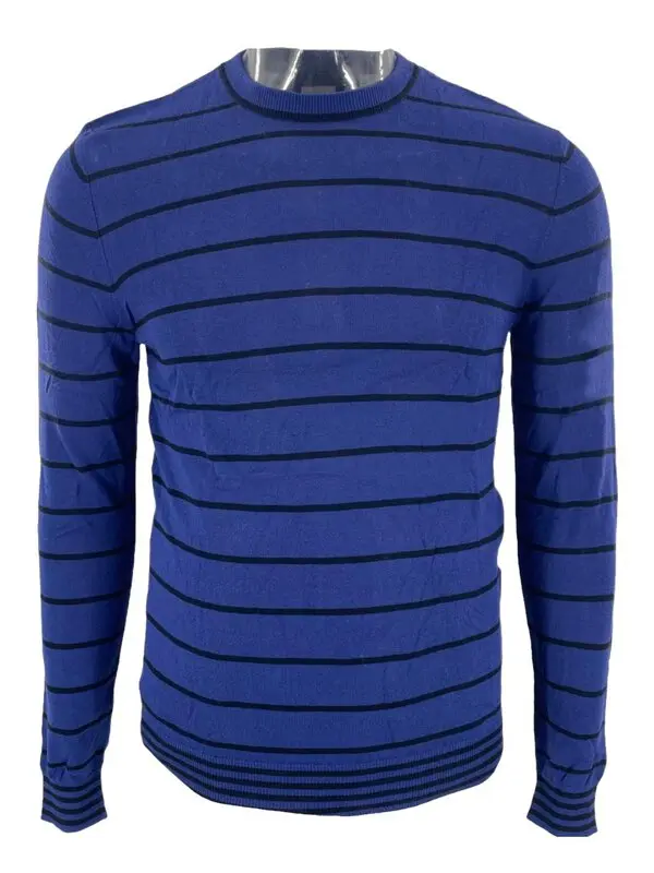 Emporio Armani Striped Crew Neck Sweater - Blue