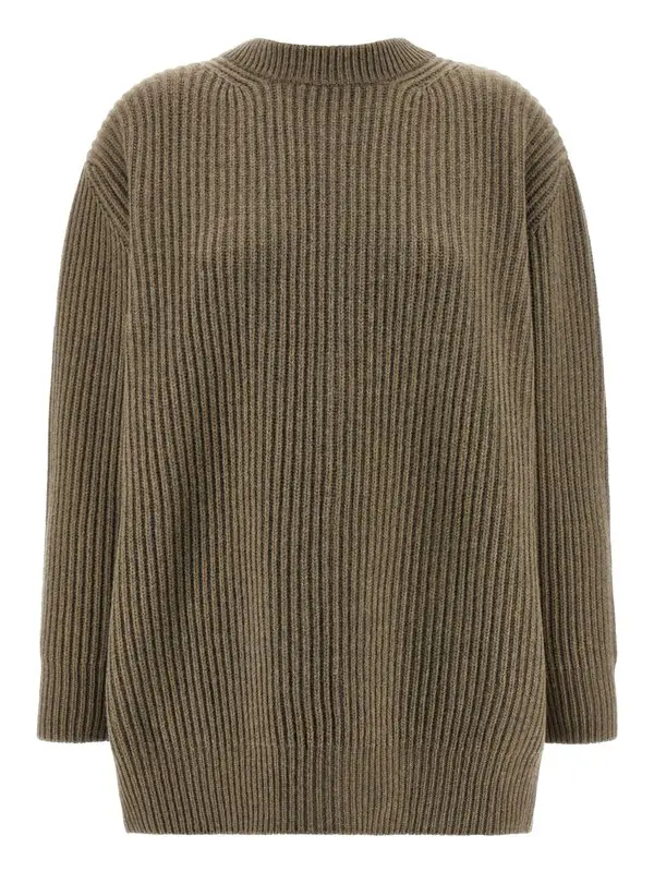MAISON MARGIELA Crewneck Knitted Jumper With Back Ruching - Beige