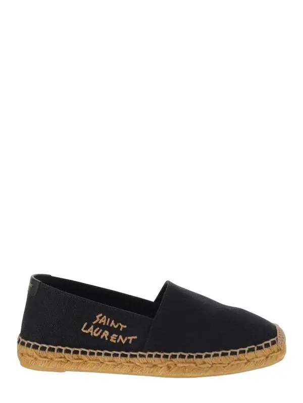 Saint Laurent Logo Embroidered Espadrilles - Black