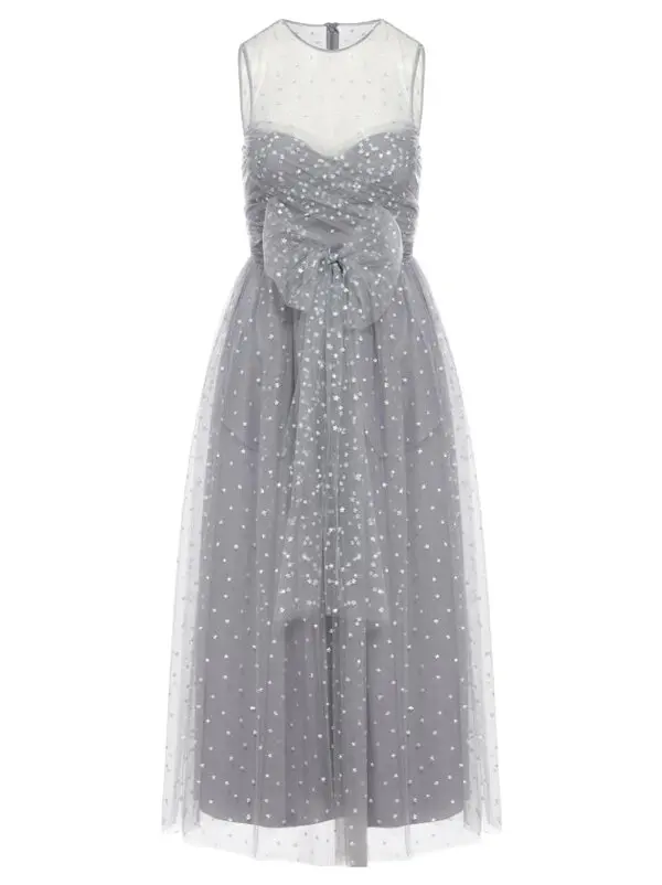 Red Valentino Sleeveless Glitter Sequin Midi Dress - Gray
