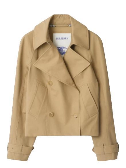 Burberry Cropped Cotton Trench Jacket With Signature Check Undercollar - Flax