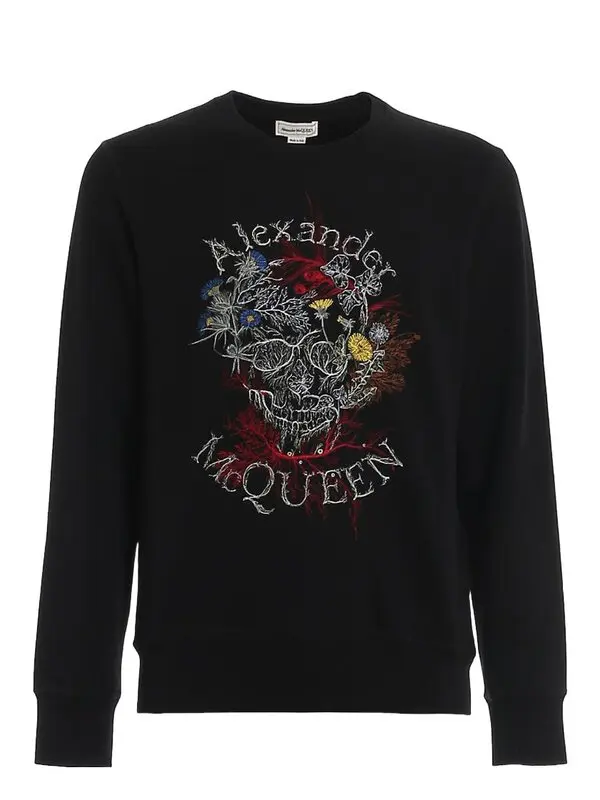 Alexander McQueen Round Neck Long Sleeve Sweater - Black