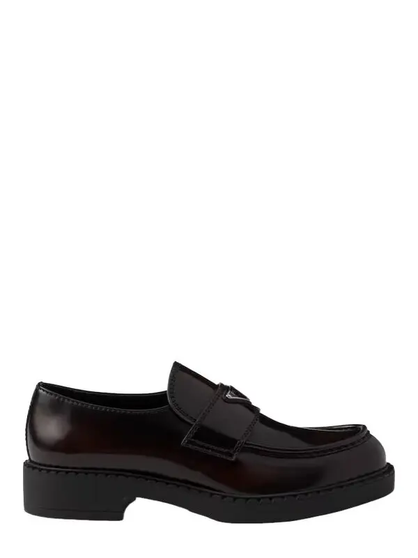 Prada Strap Detail Round Toe Loafers - Ochre