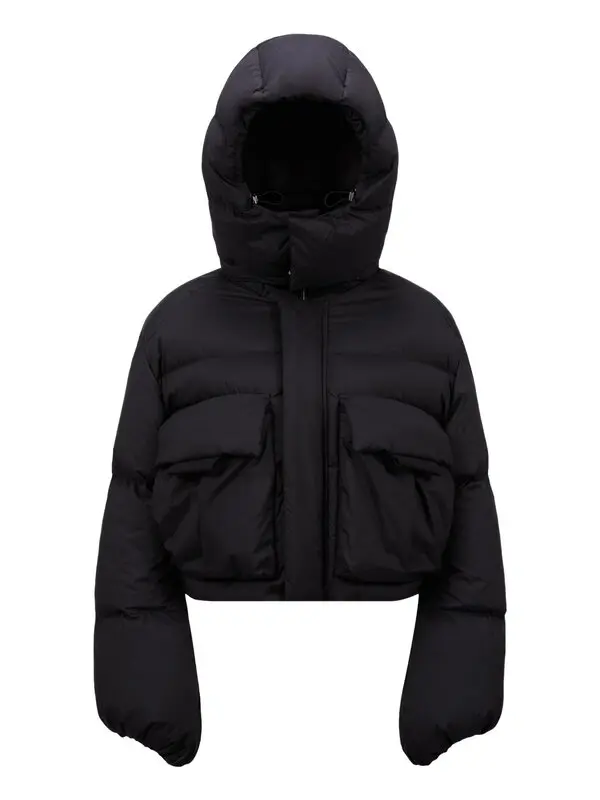 Moncler Cropped Hooded Down Jacket - Black