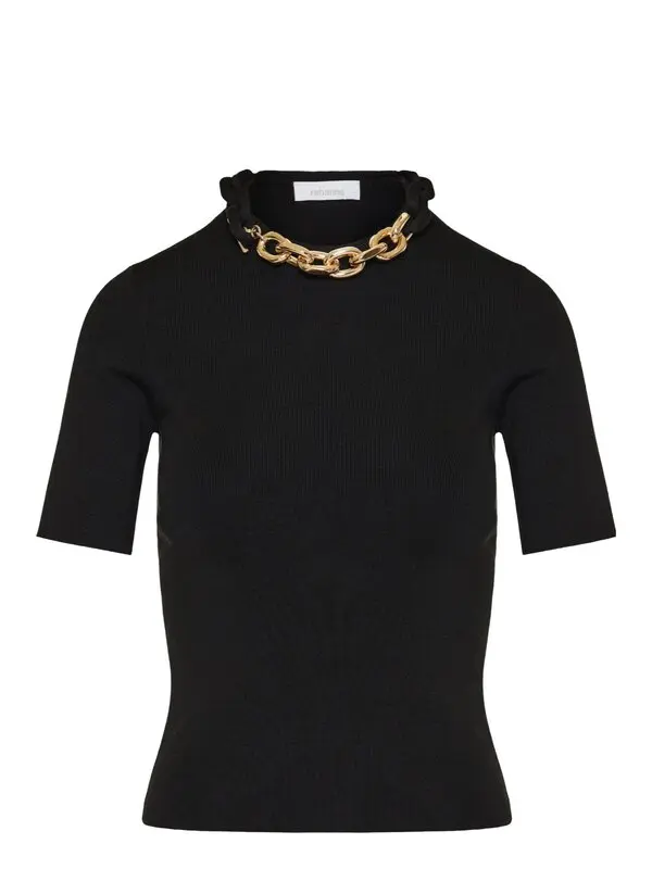 Rabanne Chain Detail Knitted Top - Black