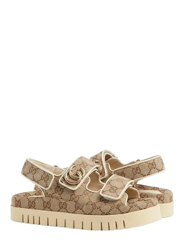 Gucci Double G Sandals - Beige And Dark Brown