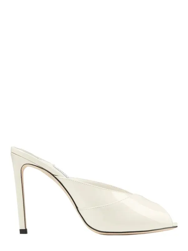 JIMMY CHOO Brigitte Patent Leather Stiletto Mules - Latte