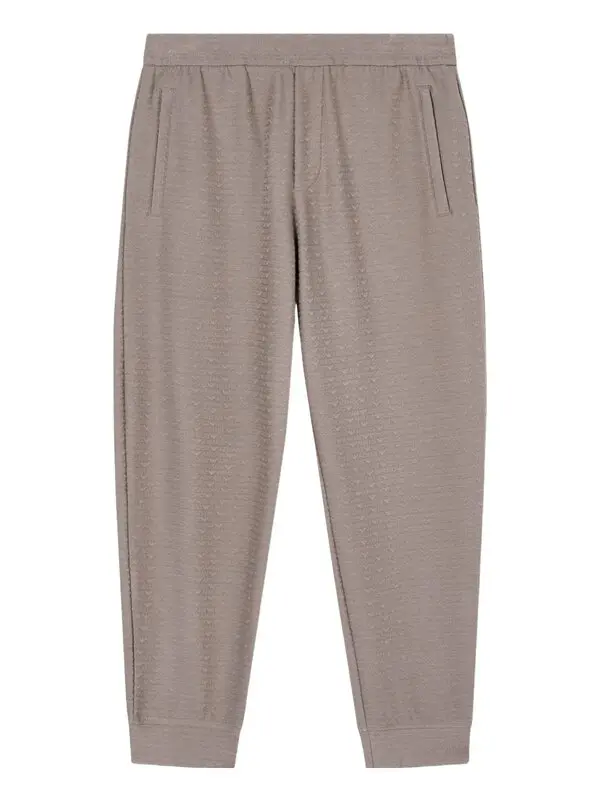 Emporio Armani Lyocell-blend Interlock-jersey Joggers With Jacquard Lettering - Nude