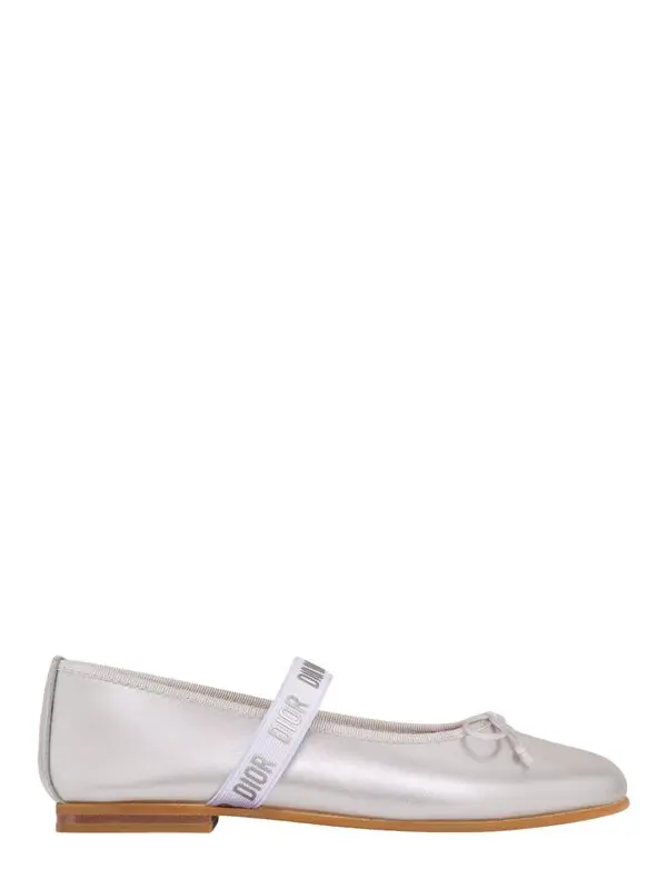 Dior Ballerina Flats With Bow Detailing And Elastic Ankle Strap - White