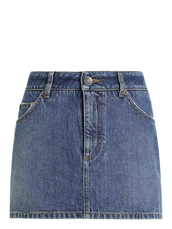Dolce & Gabbana Vintage Effect Denim Skirt - Blue