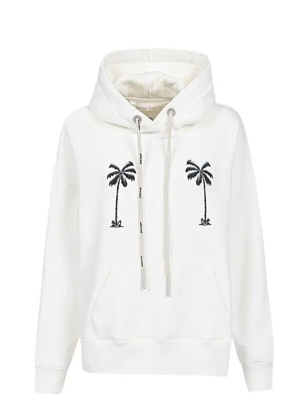 Palm Angels Graphic Print Cotton Hoodie - White
