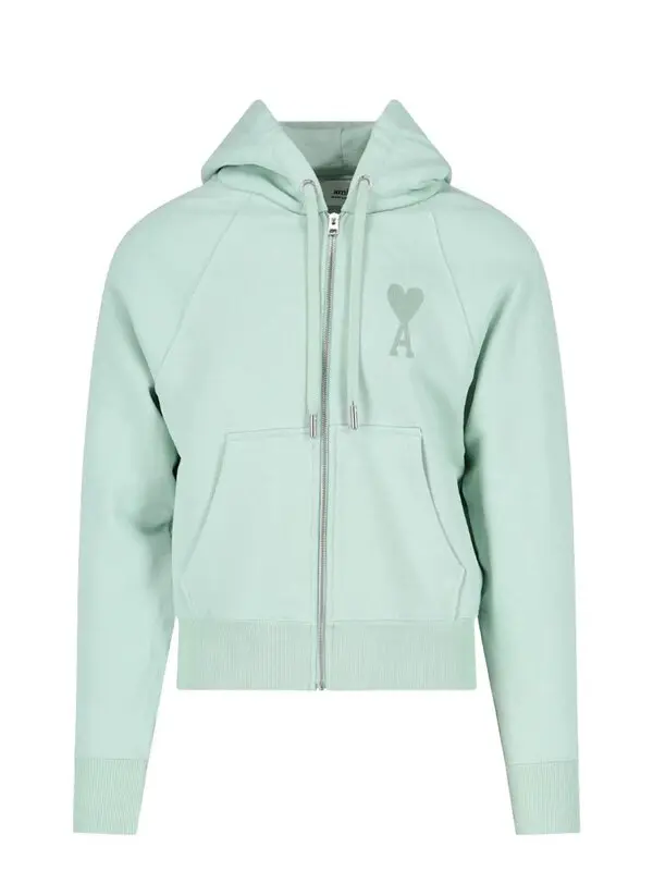 Ami De Coeur Zipped Hoodie - Green