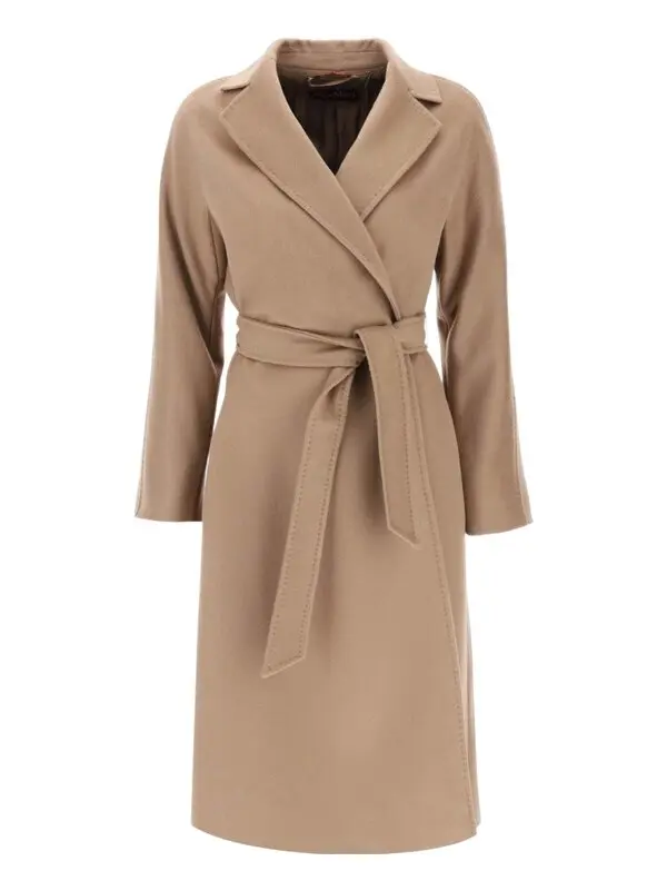 Max Mara Belted Long-sleeved Coat - Camel