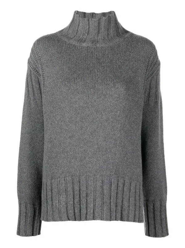 JIL SANDER Roll Neck Knitted Jumper - Gray