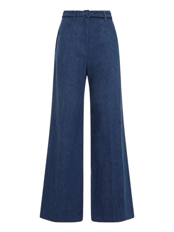 Gabriela Hearst Wide Leg Trousers With Belt - Blue