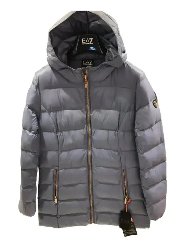 EA7 Hooded Zip-up Puffer Jacket - Black