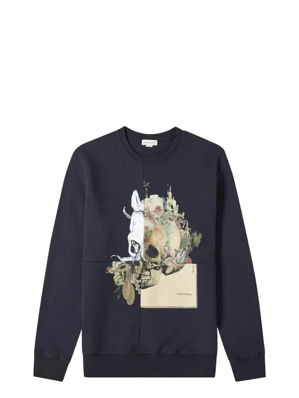 Alexander McQueen Round-collar Long-sleeve Hoodie - Blue