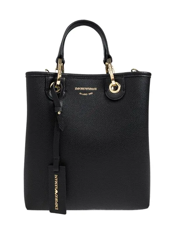 Emporio Armani Shopper Bag With Top Handle And Adjustable Shoulder Strap - Black