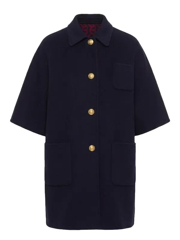 Gucci Reversible Coat With Interlocking Double G Anchor Buttons - Black