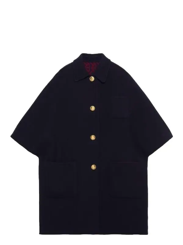 Gucci Reversible Coat With Interlocking Double G Anchor Buttons - Black
