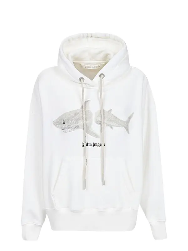 Palm Angels Graphic Print Cotton Hoodie - White