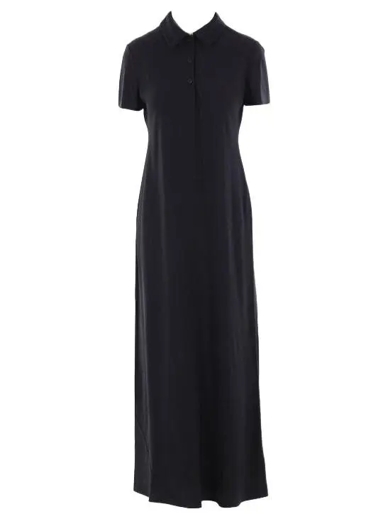 THE ROW Valenit Maxi Dress With Peak Collar And Short Sleeves - Black