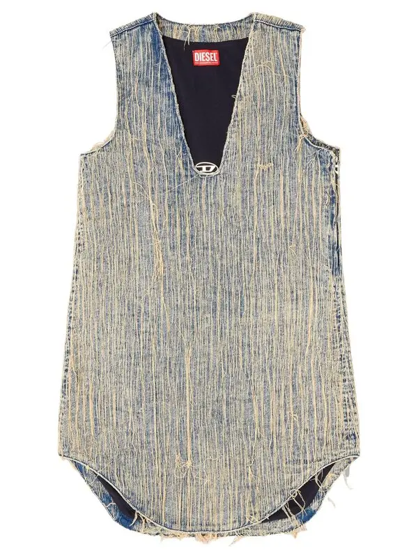 DIESEL® De Laris Asymmetric V-neck Day Dress - Medium Blue