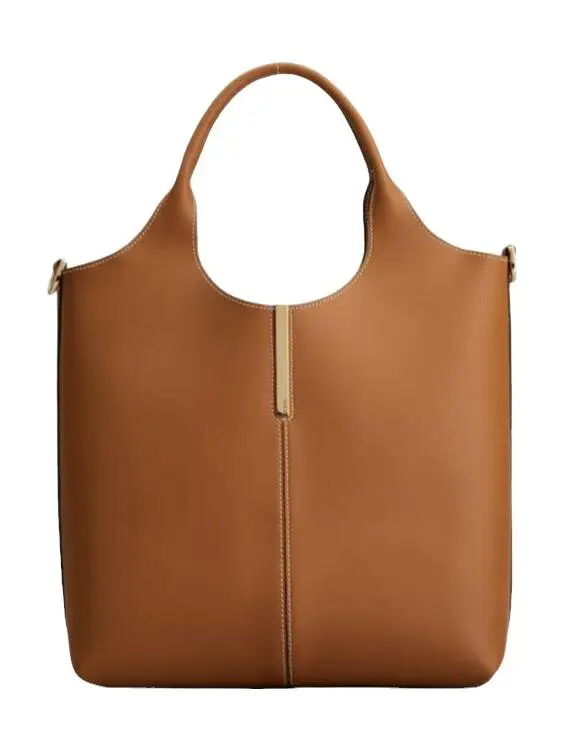 TOD'S Logo Engraved Small Shopper Bag - Brown