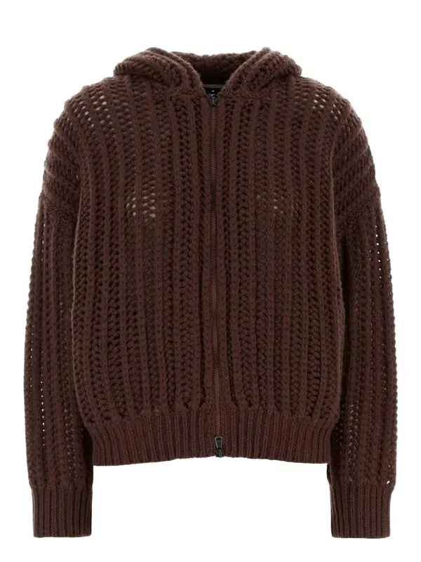 Brunello Cucinelli Openwork Ribbed Hooded Cardigan - Black