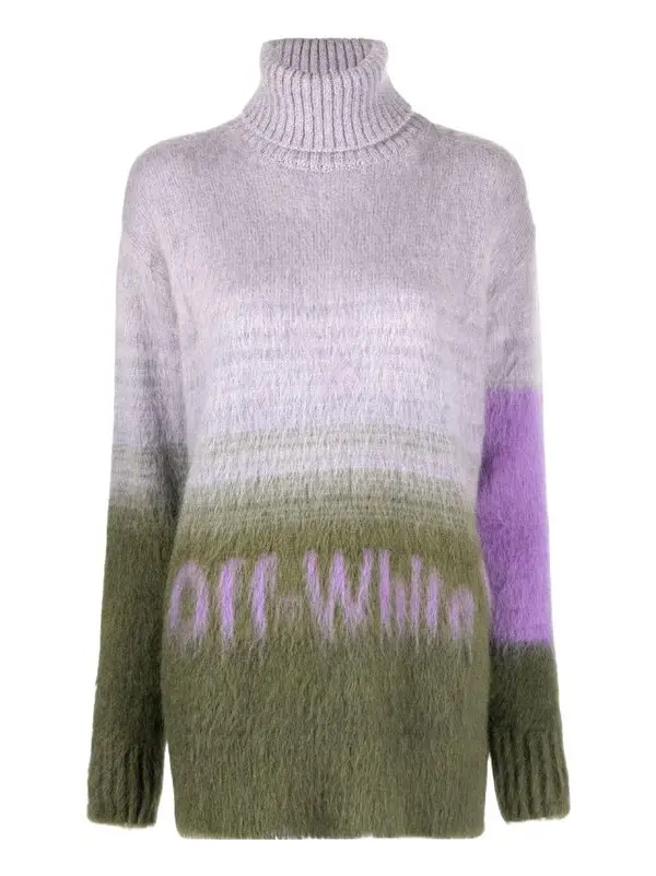 Off-White Helvetica Logo Turtleneck Jumper - Gray