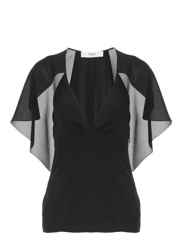 Chloé Cape Detail Tank Top - Black